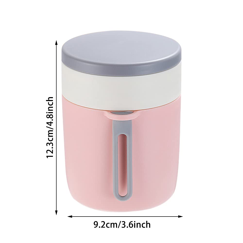 Food Flask, Food Container for Hot Cold Food, Food Flask for Hot Food Stainless Steel Food Jar with Folding Spoon(Pink-580ML)