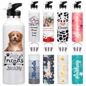 yananka personalized water bottles with straw lid 26 12 oz custom water bottle customized print with photo name text logo for women men