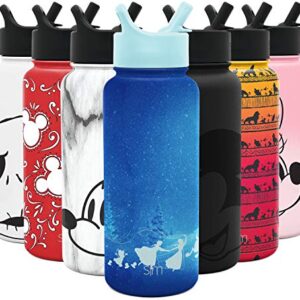 Simple Modern Disney Water Bottle with Straw Lid Vacuum Insulated Stainless Steel Metal Thermos | Reusable Leak Proof Flask for Gym, Travel, Sports | Summit Collection | 32oz Frozen Snowy Enchantment