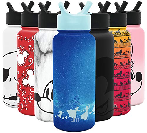 Simple Modern Disney Water Bottle with Straw Lid Vacuum Insulated Stainless Steel Metal Thermos | Reusable Leak Proof Flask for Gym, Travel, Sports | Summit Collection | 32oz Frozen Snowy Enchantment