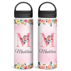 winorax personalized water bottle monogram stainless steel insulated water bottles 32oz 18oz 12oz customized bottle for women girls kids teen custom school sports items gift