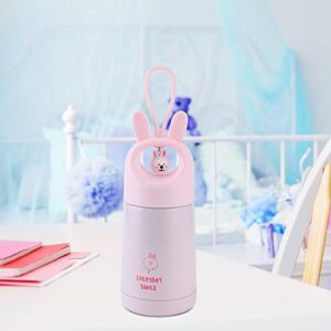 Emoshayoga Cute Cartoon Vacuum Flask Stainless Steel Insulation Vacuum Bottle BPA-Free Portable Water Bottle with Pendant for Students(Pink Rabbit)