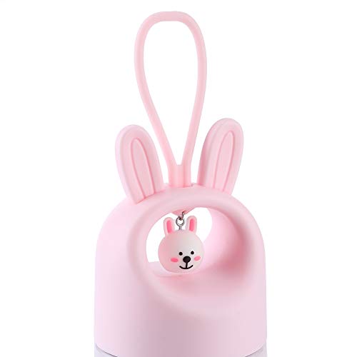 Emoshayoga Cute Cartoon Vacuum Flask Stainless Steel Insulation Vacuum Bottle BPA-Free Portable Water Bottle with Pendant for Students(Pink Rabbit)