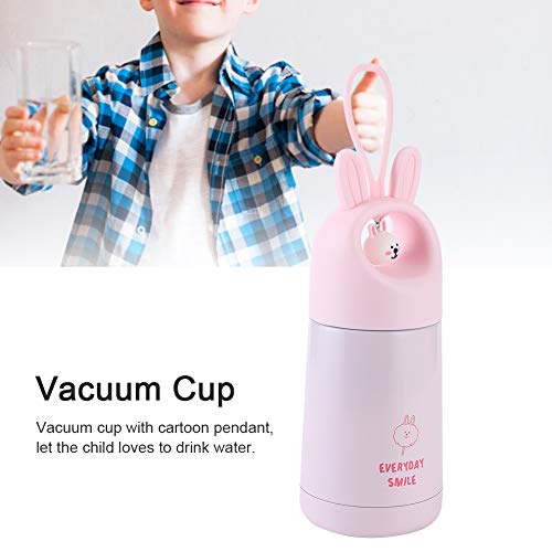 Emoshayoga Cute Cartoon Vacuum Flask Stainless Steel Insulation Vacuum Bottle BPA-Free Portable Water Bottle with Pendant for Students(Pink Rabbit)