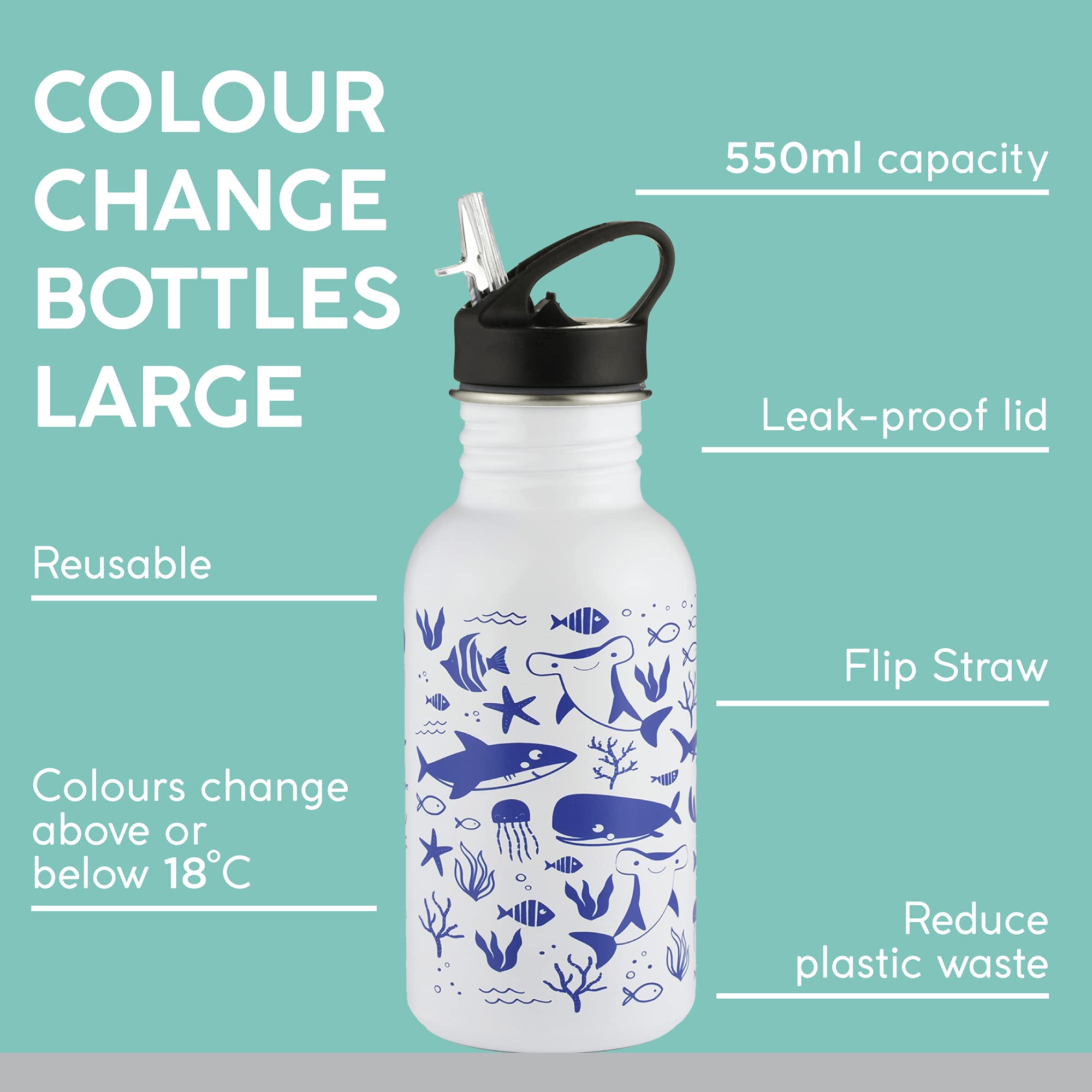 Typhoon Pure 550ml Colour Change Sealife Bottle