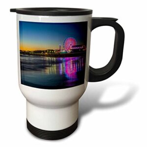 3drose usa, california, los angeles, santa monica pier twilight-travel mug, 14 oz, stainless steel, white