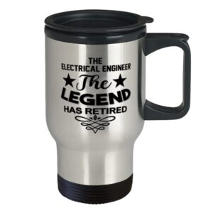 Electrical Engineer Travel Mug, The Legend Has Retired, Electrical Engineer Silver Mug Stainless Steel, 14oz Tumbler Cup