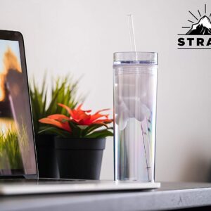 STRATA CUPS BUNDLE! 4 Pack 16 oz Transparent Acrylic Tumblers with Lids and Straws + 4 Colored 16 oz Skinny Tumblers