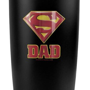 Superman Super Dad Shield Logo Stainless Steel Tumbler 20 oz Coffee Travel Mug/Cup, Vacuum Insulated & Double Wall with Leakproof Sliding Lid | Great for Hot Drinks and Cold Beverages