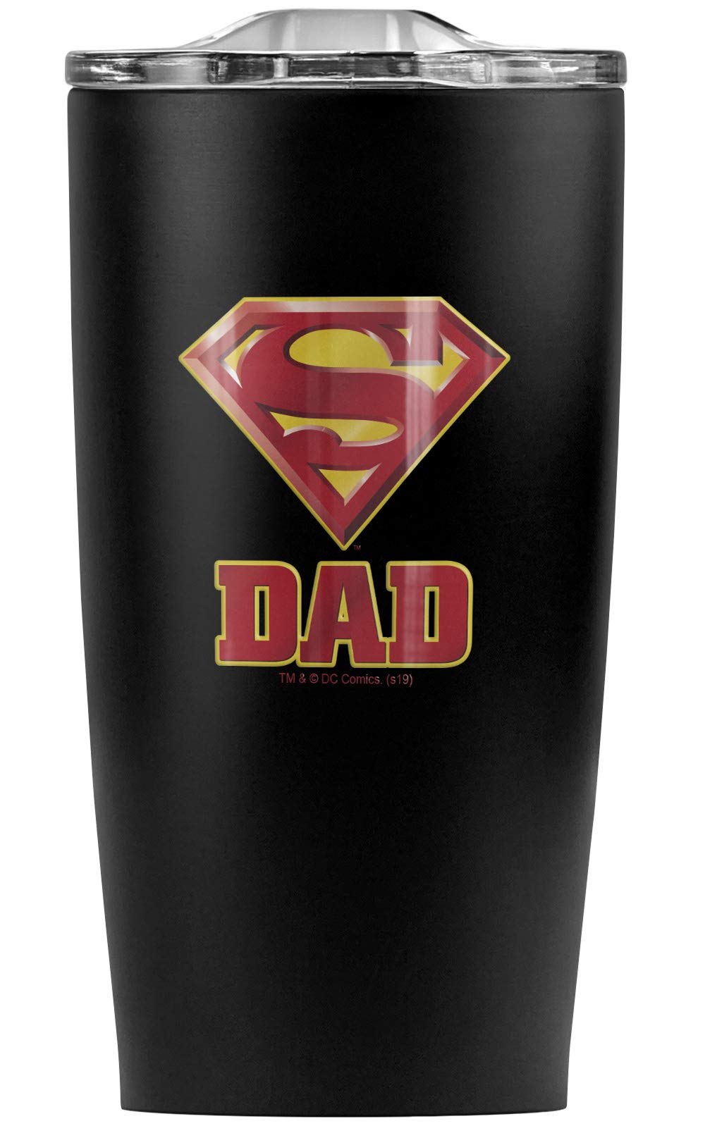 Superman Super Dad Shield Logo Stainless Steel Tumbler 20 oz Coffee Travel Mug/Cup, Vacuum Insulated & Double Wall with Leakproof Sliding Lid | Great for Hot Drinks and Cold Beverages