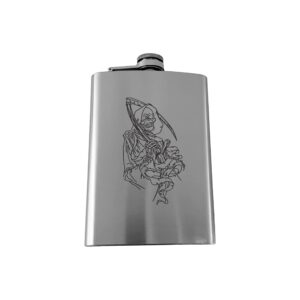 8oz dealer of death grim reaper hip flask