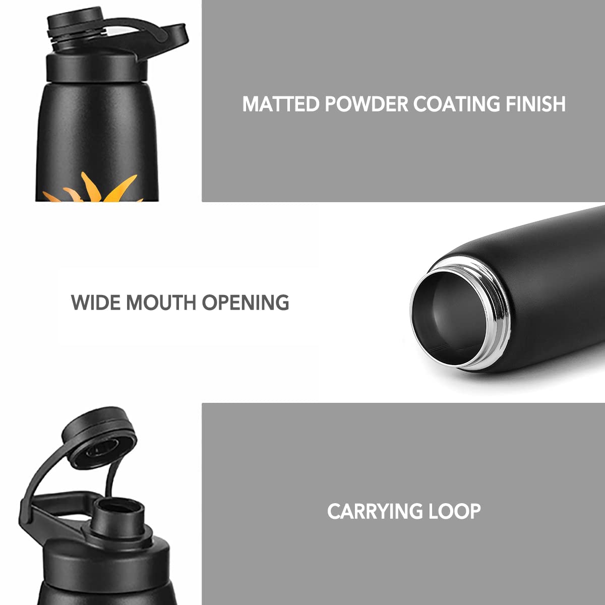 Life's Easy Stainless Steel Water Bottle - Spout Lid Design - Double Wall Insulation and Wide Mouth - Leak-Proof Solution for Hot and Cold Drinks, Sports, Camping, and Hiking - 26 oz - Pineapple Black