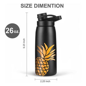 Life's Easy Stainless Steel Water Bottle - Spout Lid Design - Double Wall Insulation and Wide Mouth - Leak-Proof Solution for Hot and Cold Drinks, Sports, Camping, and Hiking - 26 oz - Pineapple Black