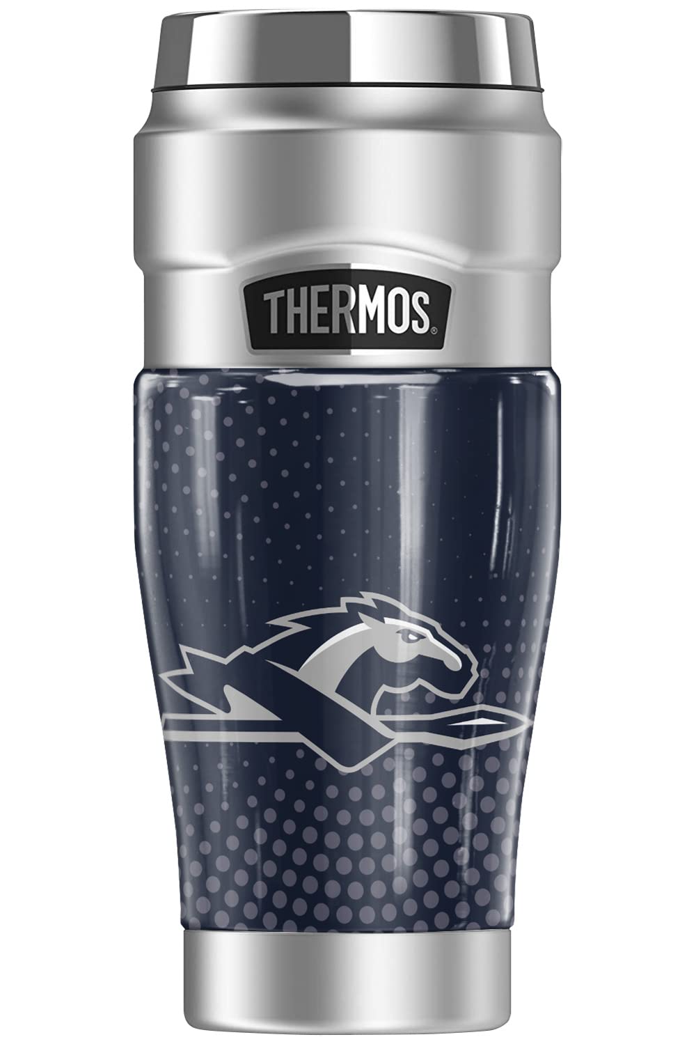 THERMOS Longwood University OFFICIAL Radial Dots STAINLESS KING Stainless Steel Travel Tumbler, Vacuum insulated & Double Wall, 16oz