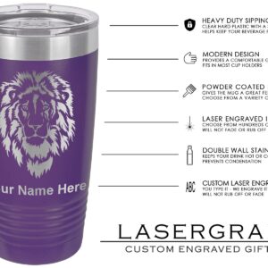 LaserGram 20oz Vacuum Insulated Tumbler Mug, Panda Bear, Personalized Engraving Included (Dark Purple)