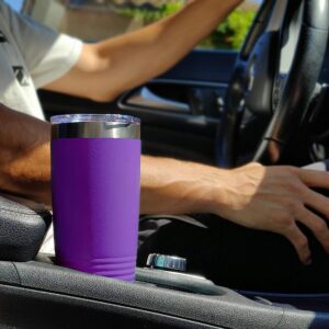 LaserGram 20oz Vacuum Insulated Tumbler Mug, Panda Bear, Personalized Engraving Included (Dark Purple)