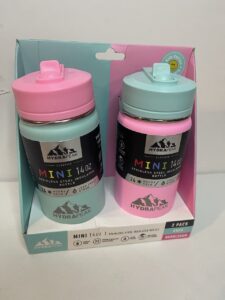 2 pack - mini 14oz stainless steel insulated bottle (aqua-bubblegum)