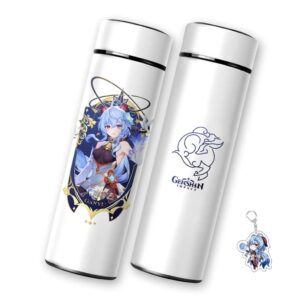 sodameow genshin impact water bottle 16.9 oz/500 ml insulated bottle cute anime bottle, free keychain (ganyu)