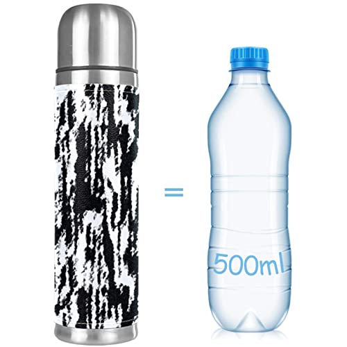 Stainless Steel Leather Vacuum Insulated Mug Zebra Thermos Water Bottle for Hot and Cold Drinks Kids Adults 16 Oz