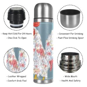 Stainless Steel Leather Vacuum Insulated Mug Chicken Thermos Water Bottle for Hot and Cold Drinks Kids Adults 16 Oz