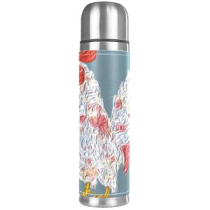 Stainless Steel Leather Vacuum Insulated Mug Chicken Thermos Water Bottle for Hot and Cold Drinks Kids Adults 16 Oz