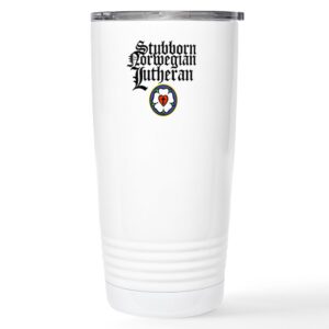 cafepress stubborn norwegian lutheran stainless steel travel stainless steel travel mug, insulated 20 oz. coffee tumbler