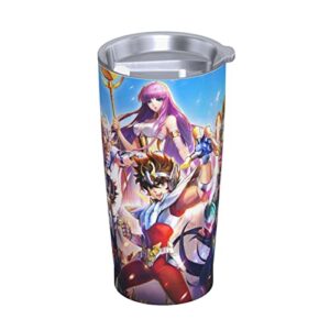 STENUA Saint Seiya Stainless Steel Vacuum Insulated Coffee Mug Anime Thermal Cup Travel Tumbler Mugs With Lid Brush And Straw For Home Office Car 20 Oz