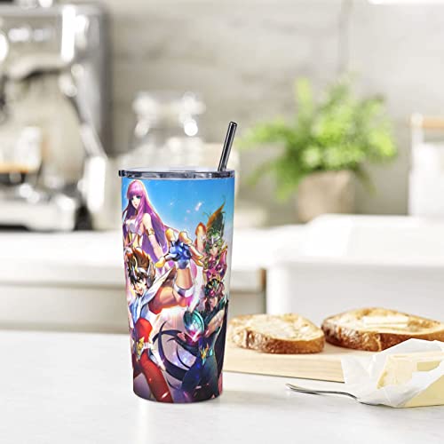 STENUA Saint Seiya Stainless Steel Vacuum Insulated Coffee Mug Anime Thermal Cup Travel Tumbler Mugs With Lid Brush And Straw For Home Office Car 20 Oz