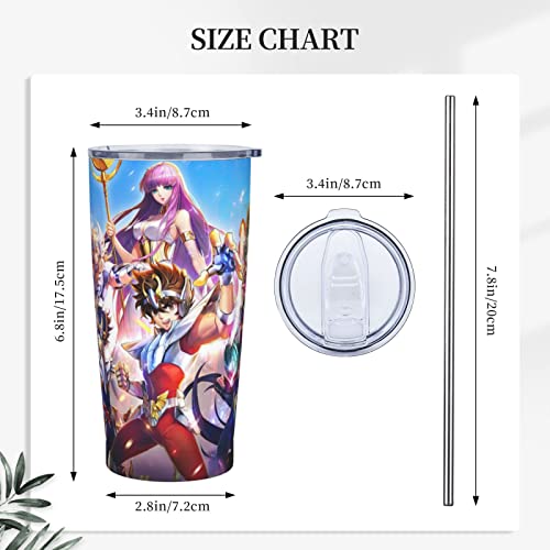 STENUA Saint Seiya Stainless Steel Vacuum Insulated Coffee Mug Anime Thermal Cup Travel Tumbler Mugs With Lid Brush And Straw For Home Office Car 20 Oz