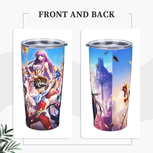 STENUA Saint Seiya Stainless Steel Vacuum Insulated Coffee Mug Anime Thermal Cup Travel Tumbler Mugs With Lid Brush And Straw For Home Office Car 20 Oz