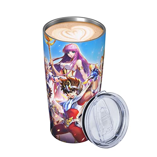 STENUA Saint Seiya Stainless Steel Vacuum Insulated Coffee Mug Anime Thermal Cup Travel Tumbler Mugs With Lid Brush And Straw For Home Office Car 20 Oz