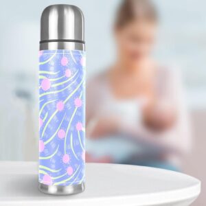 Stainless Steel Leather Vacuum Insulated Mug Printing Thermos Water Bottle for Hot and Cold Drinks Kids Adults 16 Oz