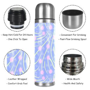 Stainless Steel Leather Vacuum Insulated Mug Printing Thermos Water Bottle for Hot and Cold Drinks Kids Adults 16 Oz