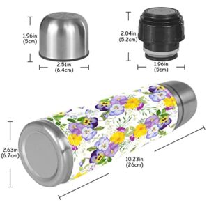 Stainless Steel Leather Vacuum Insulated Mug Flowers Thermos Water Bottle for Hot and Cold Drinks Kids Adults 16 Oz