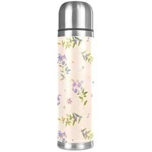 stainless steel leather vacuum insulated mug flower thermos water bottle for hot and cold drinks kids adults 16 oz