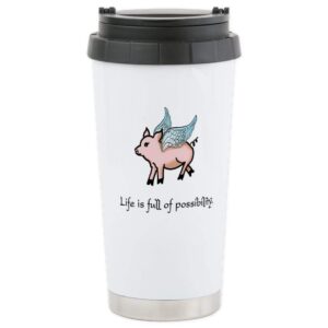 cafepress flying pig stainless steel travel mug stainless steel travel mug, insulated 20 oz. coffee tumbler