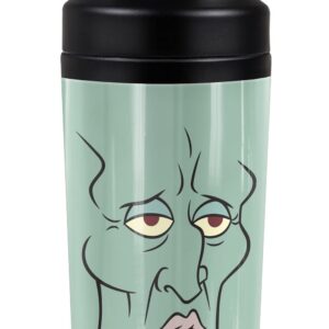 Spongebob OFFICIAL Squidward Handsome Face 18 oz Insulated Water Bottle, Leak Resistant, Vacuum Insulated Stainless Steel with 2-in-1 Loop Cap