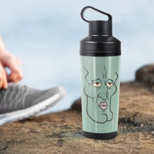 Spongebob OFFICIAL Squidward Handsome Face 18 oz Insulated Water Bottle, Leak Resistant, Vacuum Insulated Stainless Steel with 2-in-1 Loop Cap