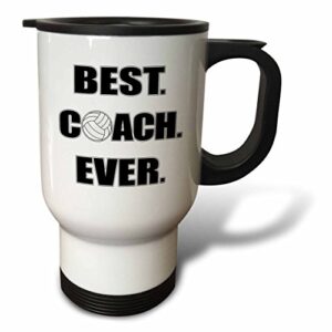 3dRose Volleyball Best Coach Ever Travel Mug, 14-Ounce, Stainless Steel