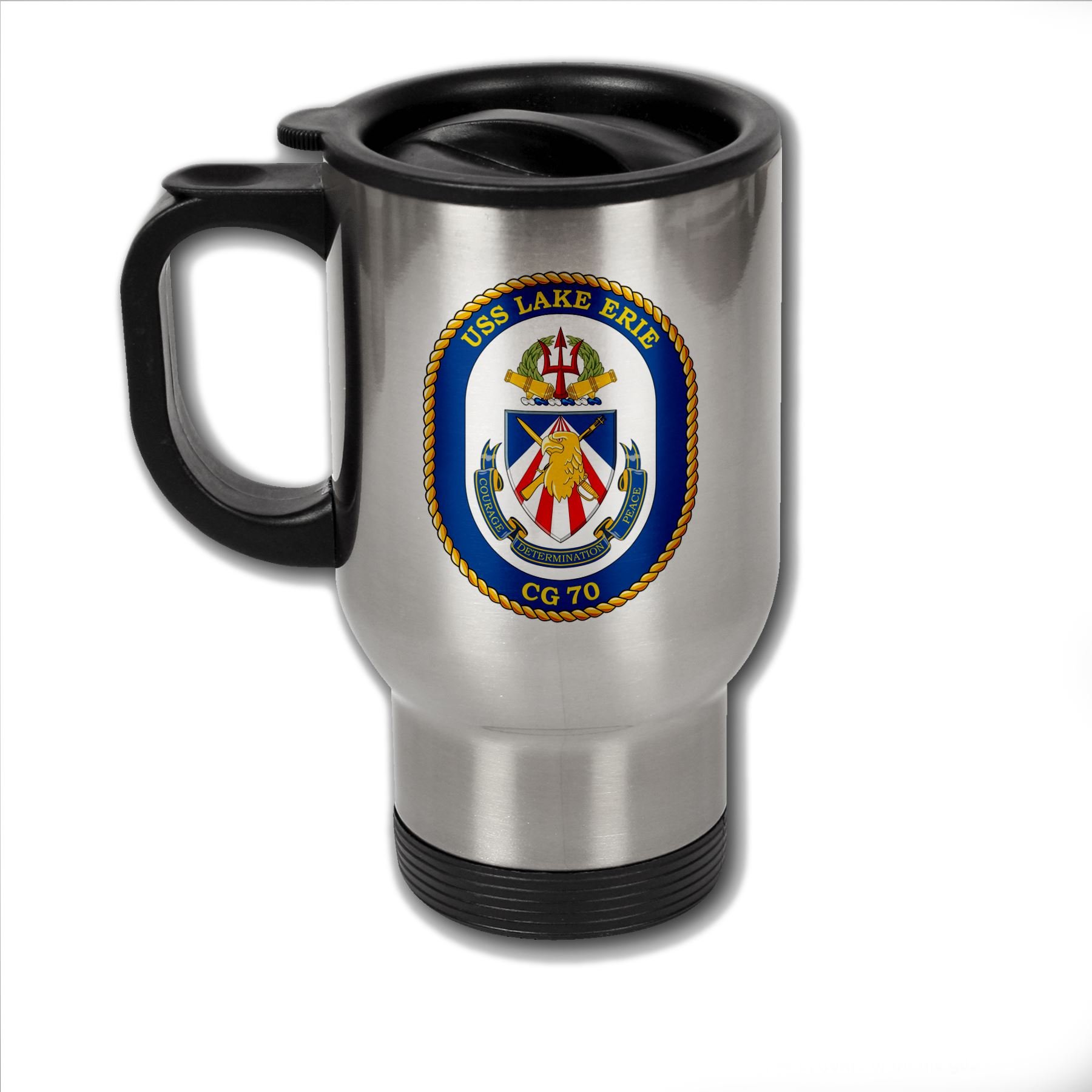 ExpressItBest Stainless Steel Coffee Mug with U.S. Navy USS Lake Erie (CG 70) cruiser emblem (crest)