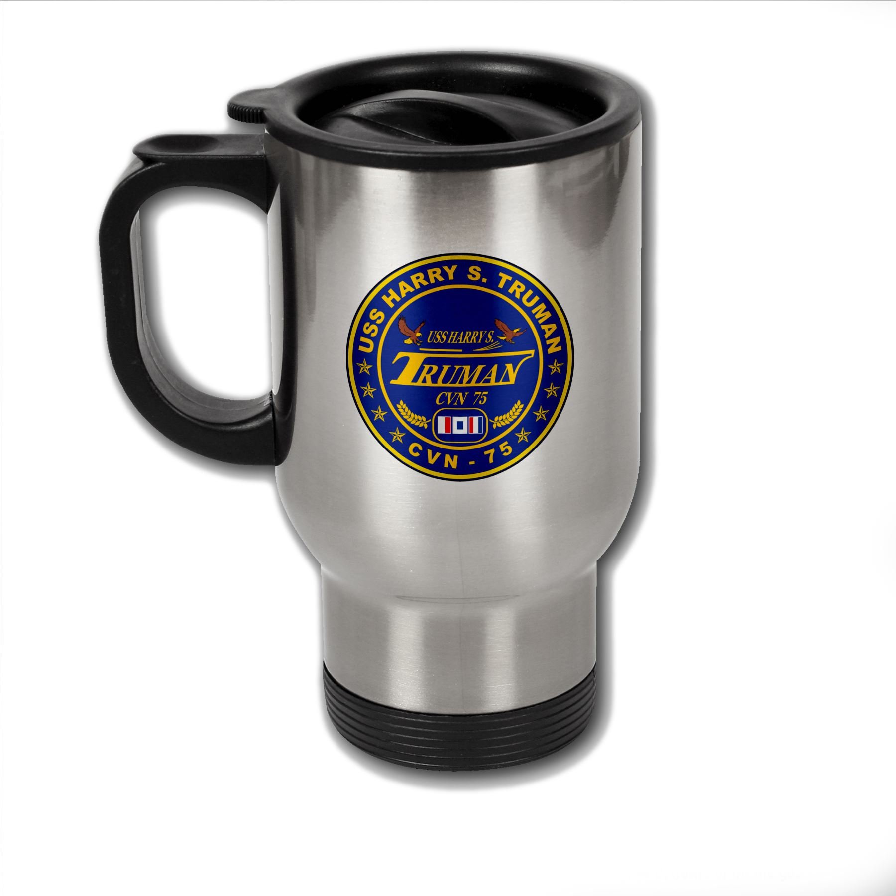 ExpressItBest Stainless Steel Coffee Mug with U.S. Navy USS Harry S. Truman (CVN-75) emblem