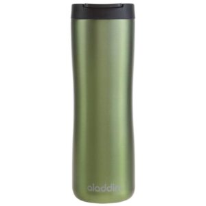 aladdin leak-lock thermavac stainless steel mug 0.47l green – leakproof - double wall vacuum insulated cup - keeps hot for 3.5 hours - bpa-free stainless steel travel mug - dishwasher safe