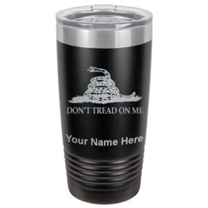 lasergram 20oz vacuum insulated tumbler mug, gadsden flag, personalized engraving included (black)