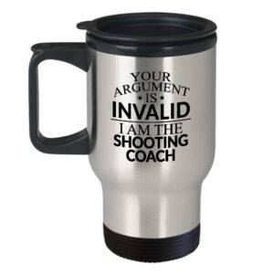 Whizk Shooting Coach Travel Mug Funny Gifts - Trainer Instructor Teacher Birthday Gag Appreciation Thank You Retirement - Women Men Mom Dad Invalid 14 oz Stainless Steel Insulated Tumbler TIV0805