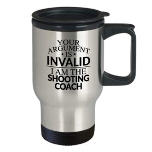 Whizk Shooting Coach Travel Mug Funny Gifts - Trainer Instructor Teacher Birthday Gag Appreciation Thank You Retirement - Women Men Mom Dad Invalid 14 oz Stainless Steel Insulated Tumbler TIV0805