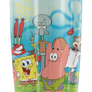 Spongebob Group Scene Stainless Steel 20 oz Travel Tumbler, Vacuum Insulated & Double Wall with Leakproof Sliding Lid