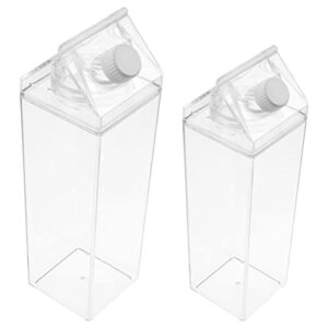 upkoch 2pcs milk carton water bottle 500ml 1000ml plastic clear square milk bottles water bottle portable reusable milk carton juice bottle perfect for fitness gym camping sports