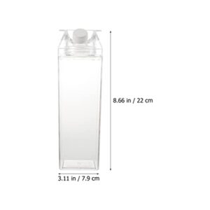 UPKOCH 2pcs Milk Carton Water Bottle 500ml 1000ml Plastic Clear Square Milk Bottles Water Bottle Portable Reusable Milk Carton Juice Bottle Perfect for Fitness Gym Camping Sports