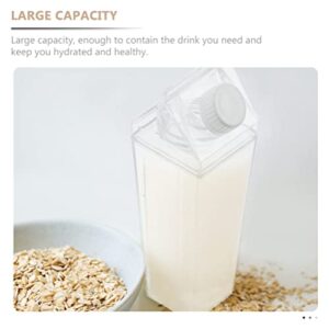 UPKOCH 2pcs Milk Carton Water Bottle 500ml 1000ml Plastic Clear Square Milk Bottles Water Bottle Portable Reusable Milk Carton Juice Bottle Perfect for Fitness Gym Camping Sports