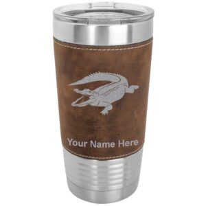 lasergram 20oz vacuum insulated tumbler mug, alligator, personalized engraving included (faux leather, rustic)